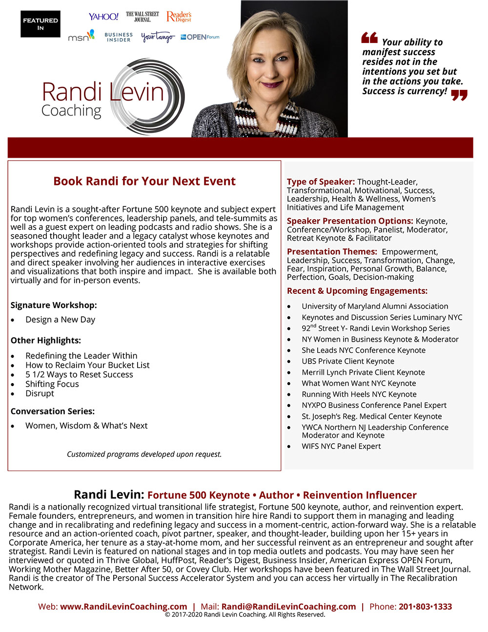 Randi Levin Coaching Speak Sheet | Randi Levin Coaching